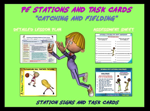 PE Skill Stations and Task Cards- “Catching and Fielding” | Teaching ...