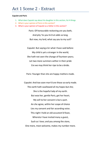 Romeo and Juliet - Act 1 Resources | Teaching Resources