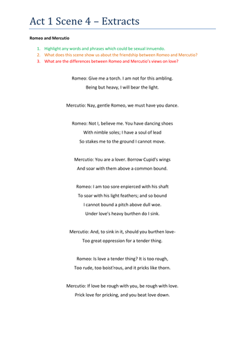 Romeo and Juliet - Act 1 Resources | Teaching Resources