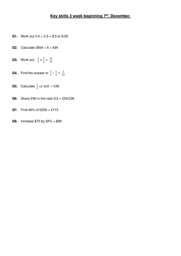 Numeracy key skills and accompanying videos designed to help students ...