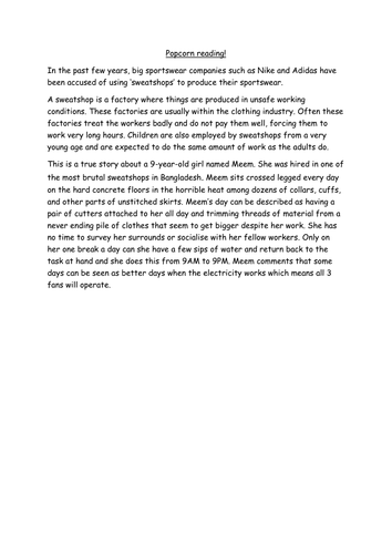 Sweatshops and Sports kit | Teaching Resources