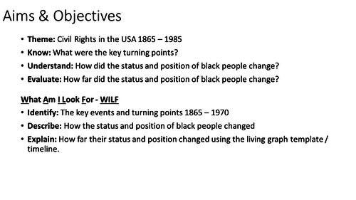 Black Civil Rights 1865 - 1970 Living Graph / Continuum Exercise ...