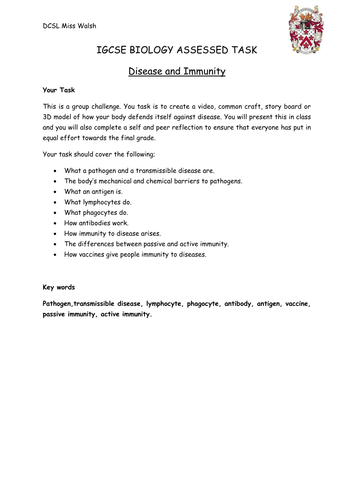 IGCSE Cambridge Biology Assessed Tasks | Teaching Resources