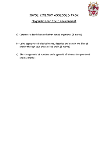 IGCSE Cambridge Biology Assessed Tasks | Teaching Resources