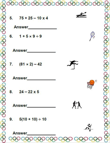 Rio Olympics Order of Operations | Teaching Resources