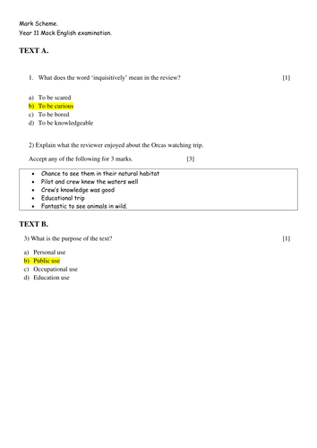 New GCSE English Language specification Unit 3 reading exam assessment ...