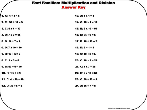 Fact Families: Multiplication and Division Task Cards | Teaching Resources