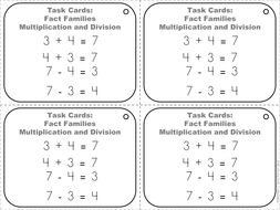 Fact Families: Multiplication and Division Task Cards | Teaching Resources
