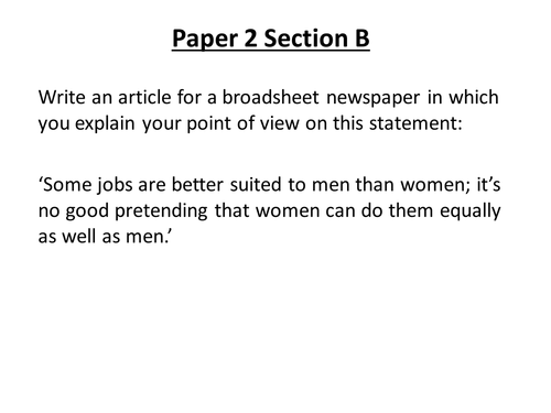 New Spec GCSE English Language Paper 2 Section B Tasks | Teaching Resources