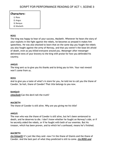 Macbeth Act 1 | Teaching Resources