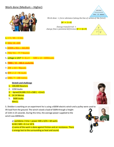 GCSE 1-9 Physics Energy : Work done lesson | Teaching Resources