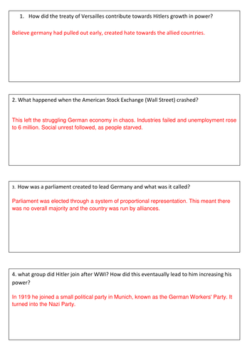 The Second World War: Hitler's Rise to Power. | Teaching Resources