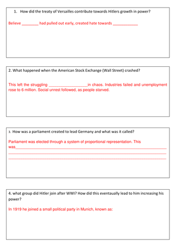 The Second World War: Hitler's Rise to Power. | Teaching Resources