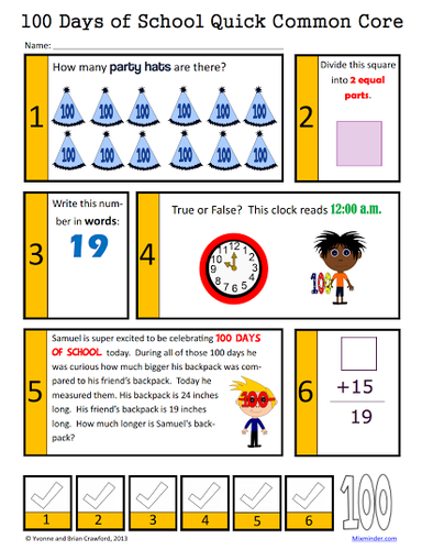 100th Day of School Math and Literacy Activities | Teaching Resources