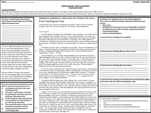 AQA GCSE English Language paper 2 NEW SPEC materials | Teaching Resources