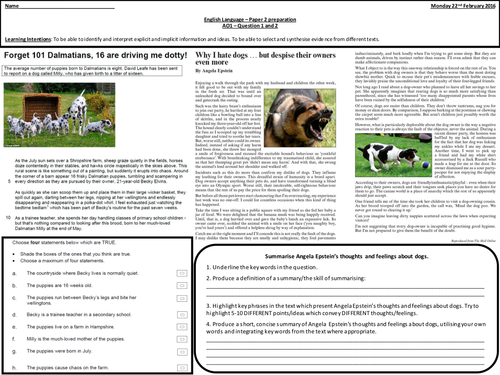 AQA GCSE English Language paper 2 NEW SPEC materials | Teaching Resources