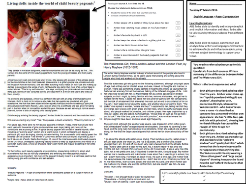 AQA GCSE English Language paper 2 NEW SPEC materials | Teaching Resources