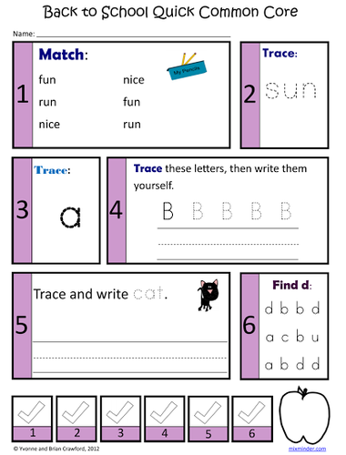 Back to School No Prep Common Core Literacy (kindergarten) | Teaching ...