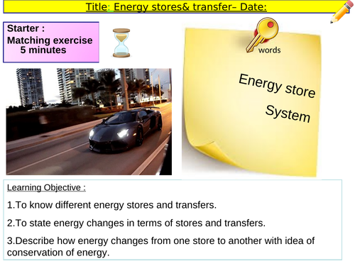 Energy stores and transfer GCSE 9-1 outstanding lesson | Teaching Resources