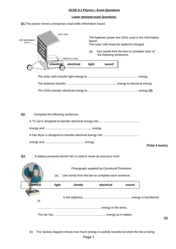 Energy stores and transfer GCSE 9-1 outstanding lesson | Teaching Resources