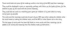 The BFG teaching pack- worksheets, activities, display materials, quiz ...