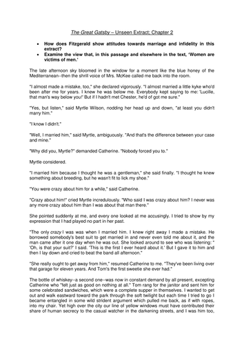 New Spec A Level English Literature A: The Great Gatsby Exam Style ...