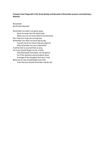 New Spec A Level English Literature A: The Great Gatsby Exam Style ...