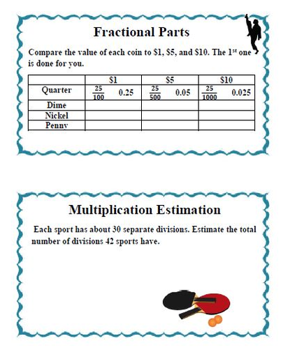 Rio Olympic Math Task Cards | Teaching Resources