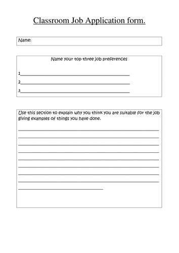 Transition day class job adverts and application form | Teaching Resources