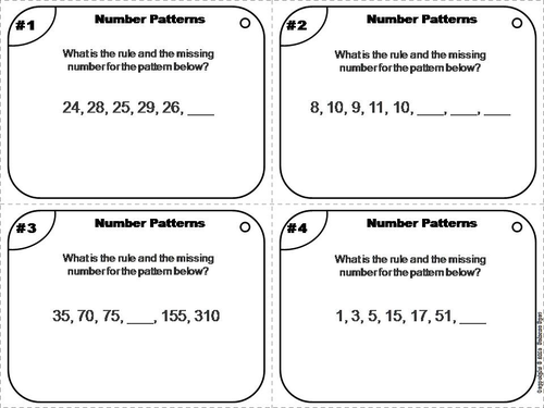 Number Patterns Task Cards | Teaching Resources