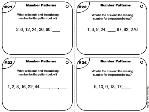 Number Patterns Task Cards | Teaching Resources
