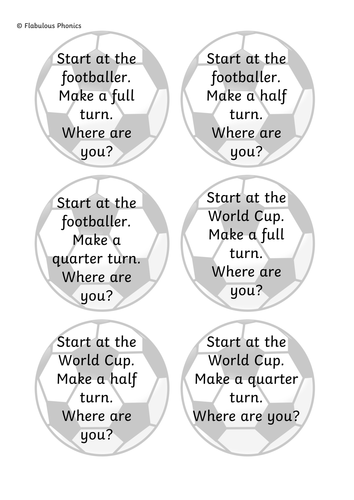 Football clock and position and direction cards Year 1. clock ...