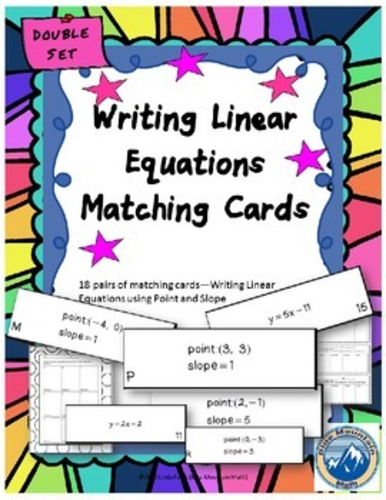 Writing Linear Equations Matching Card Set | Teaching Resources