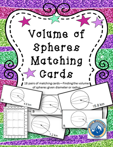 Volume of Spheres Matching Card Set | Teaching Resources