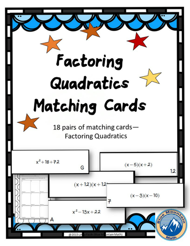 Factoring Quadratics/Multiply Binomials Matching Card Set | Teaching ...