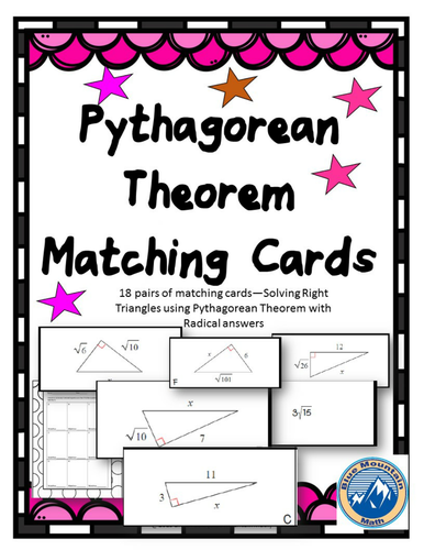 Solving Right Triangles using Pythagorean Thm Radical Answers Matching ...