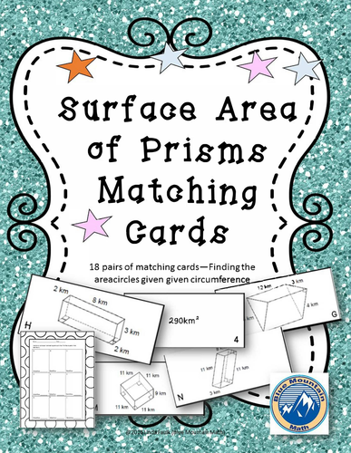 Surface Area of Prisms Matching Card Set | Teaching Resources