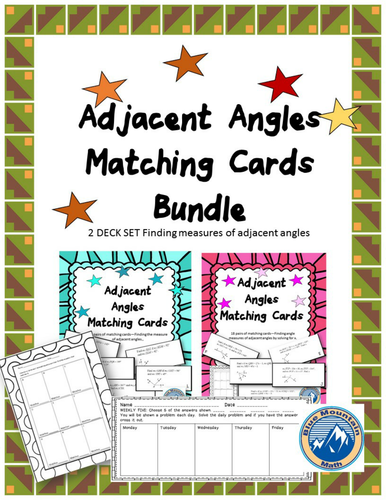 Adjacent Angles Matching Card 2 Deck Set | Teaching Resources