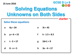 Solving Equation - Unknowns on Both Sides | Teaching Resources