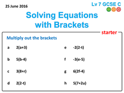 Solving Equations with Brackets | Teaching Resources