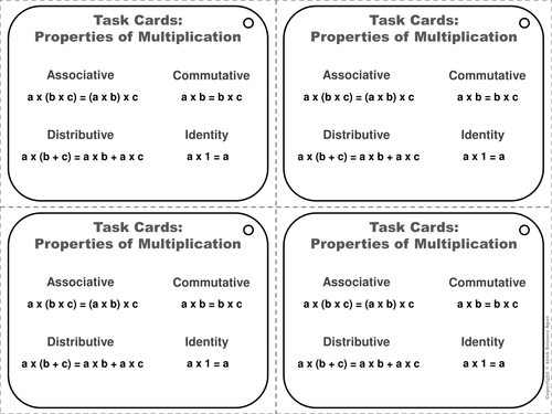 Properties of Multiplication Task Cards | Teaching Resources