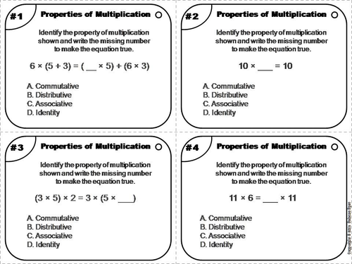 Properties of Multiplication Task Cards | Teaching Resources