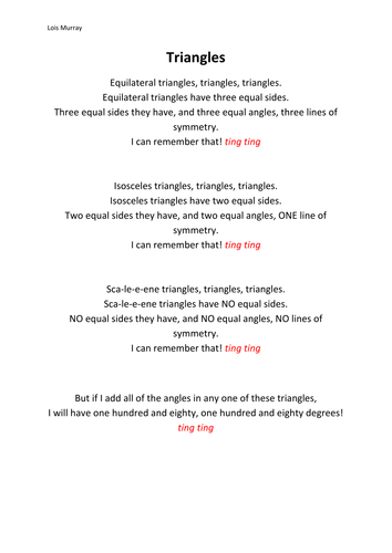 Geometric Properties of Triangles Song | Teaching Resources