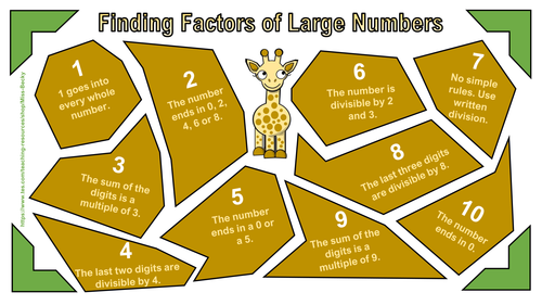 Tricks to Find Factors of Large Numbers by Miss-Becky - Teaching ...