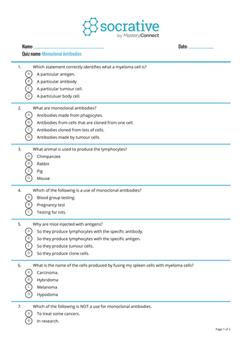 Aqa Gcse Biology 2016 Specification 4 3 2 1 2 And 4 3 3 1 Monoclonal