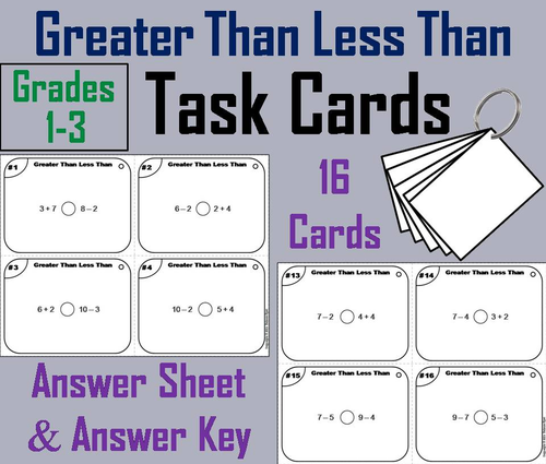 Greater Than Less Than Task Cards | Teaching Resources