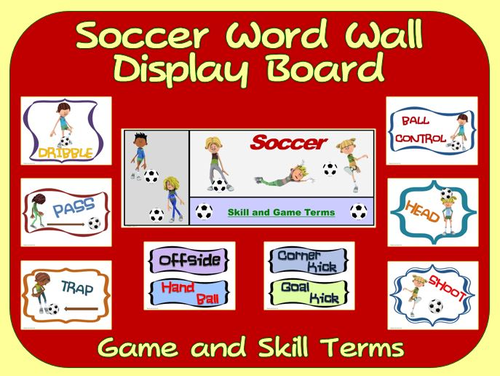 Soccer Word Wall Display: Skill, Graphics & Game Terms | Teaching Resources