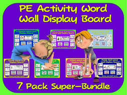 PE Word Wall Display Boards- 7 Pack, PE Activity Super Bundle ...