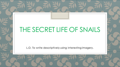 THE SECRET LIFE OF SNAILS - descriptive & creative writing tasks (AQA ...