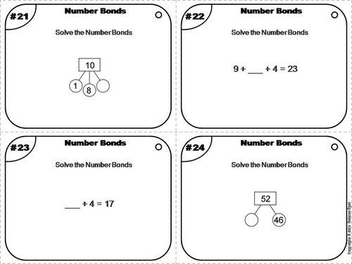 Number Bonds Task Cards | Teaching Resources
